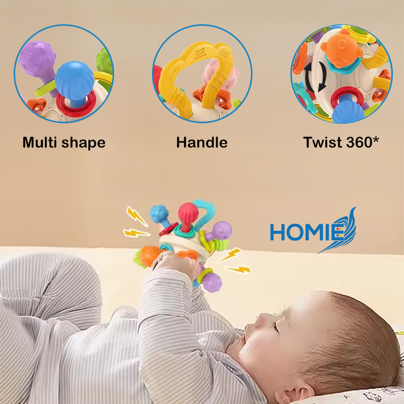 Colorful Sensory Soft Baby Rattle Ball Teething Ball Toys Infant Silic ...